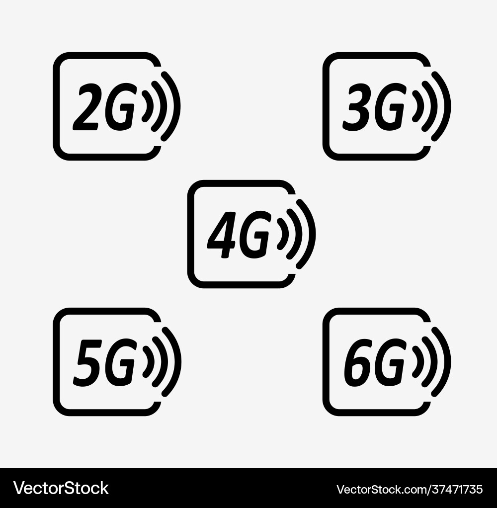 Cellular Network Icons - 2G 3G 4G 5G 6G Lizenzfreier Vektor