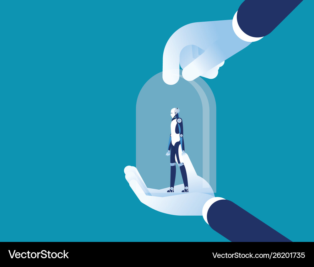 Customer retention manager holding a client Vector Image