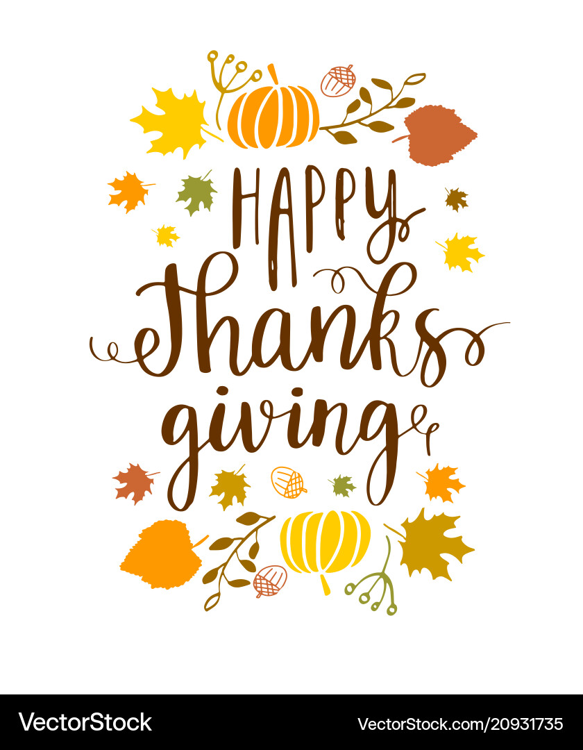 Happy thanksgiving lettering Royalty Free Vector Image