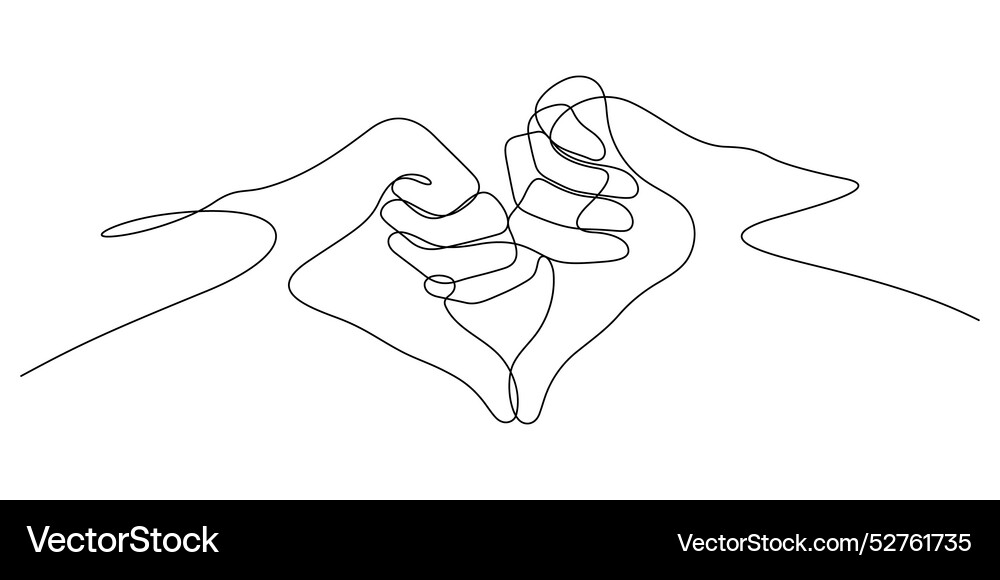 Heart sign hand gesture one line drawing Vector Image