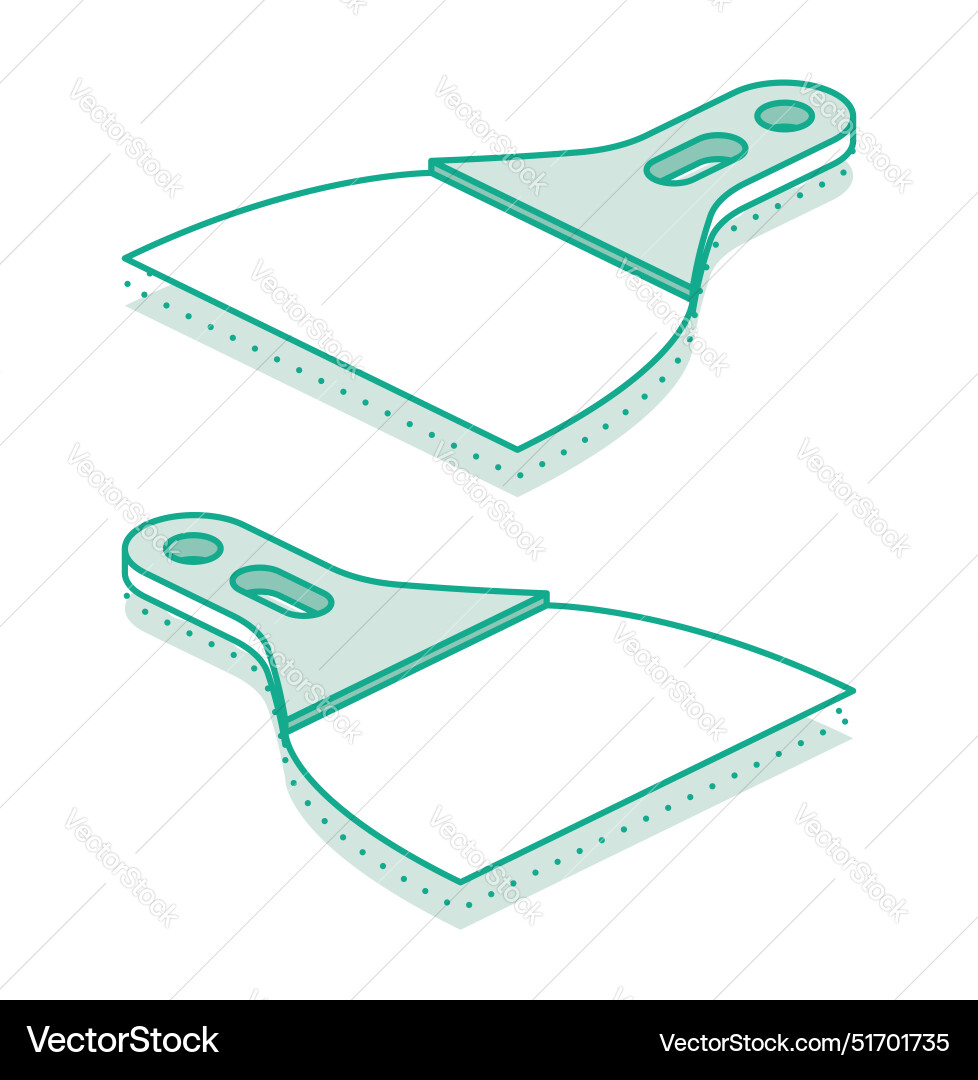 Isometric scraper putty knife outline object Vector Image
