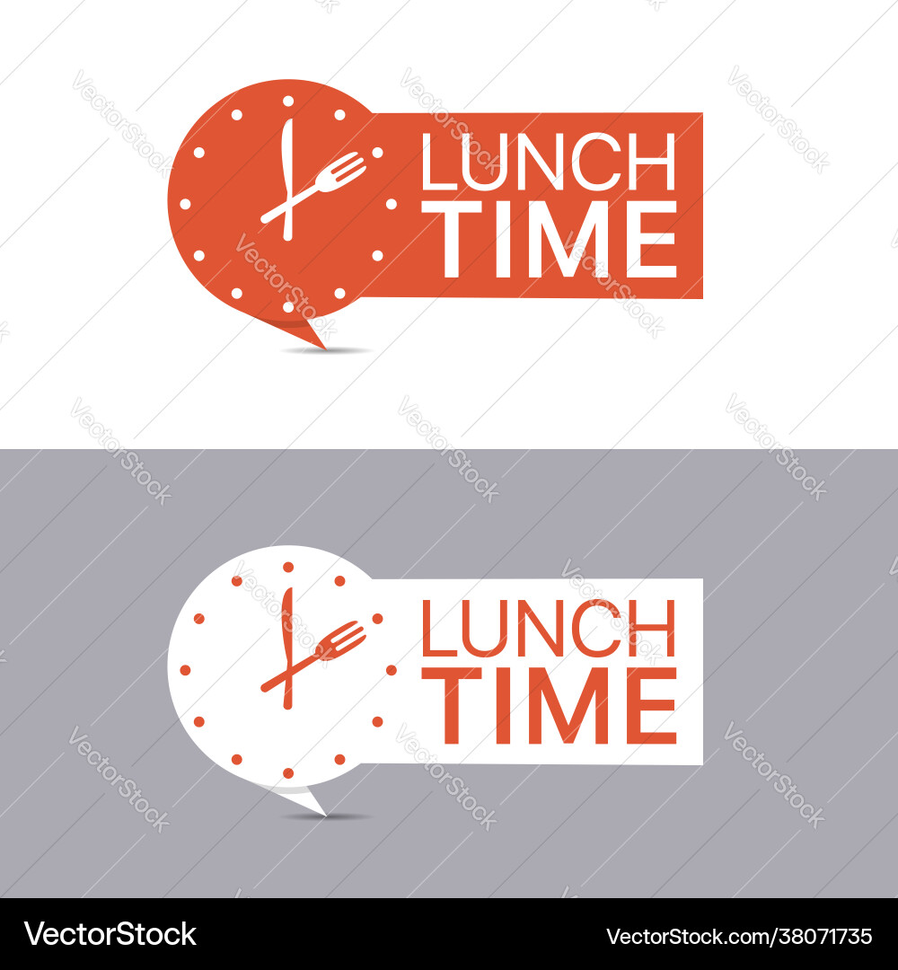 Lunch time banners red and white labels Royalty Free Vector