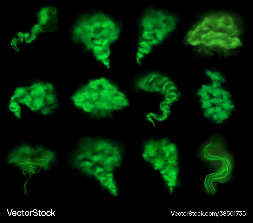 Realistic toxic smoke set Royalty Free Vector Image