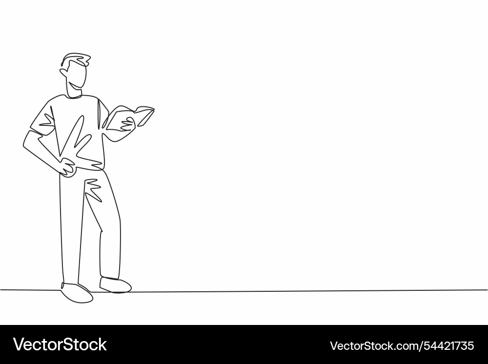 Single continuous line drawing man standing Vector Image