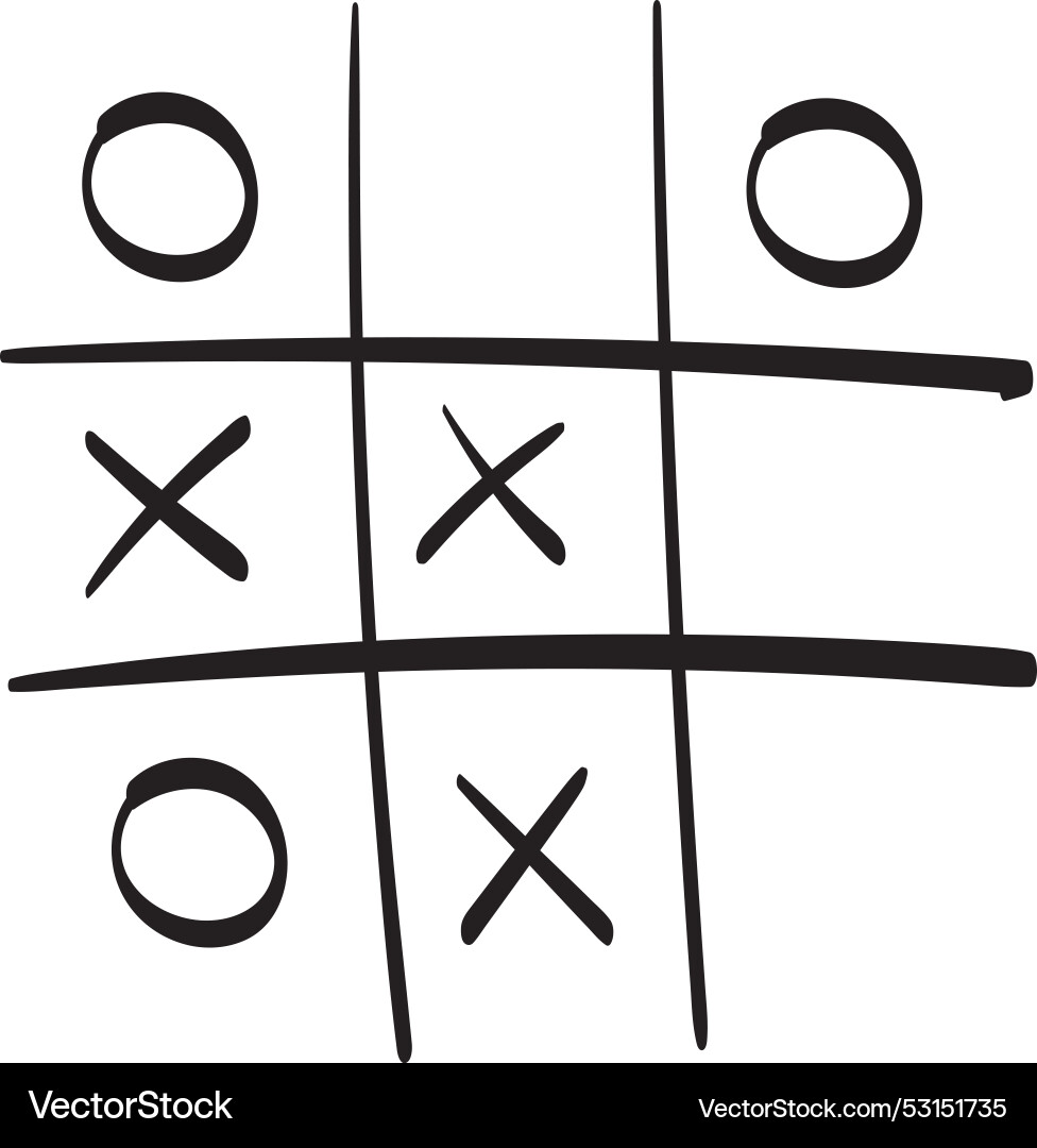 Tic-tac-toe game doodle Royalty Free Vector Image