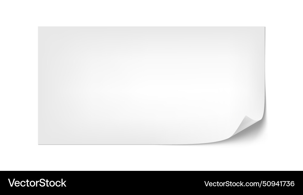 Blank paper sheet with curved corner on white Vector Image