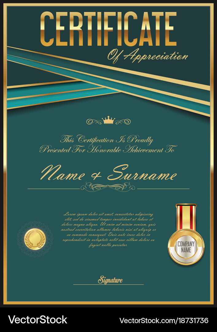 Certificate retro design template 02 Royalty Free Vector