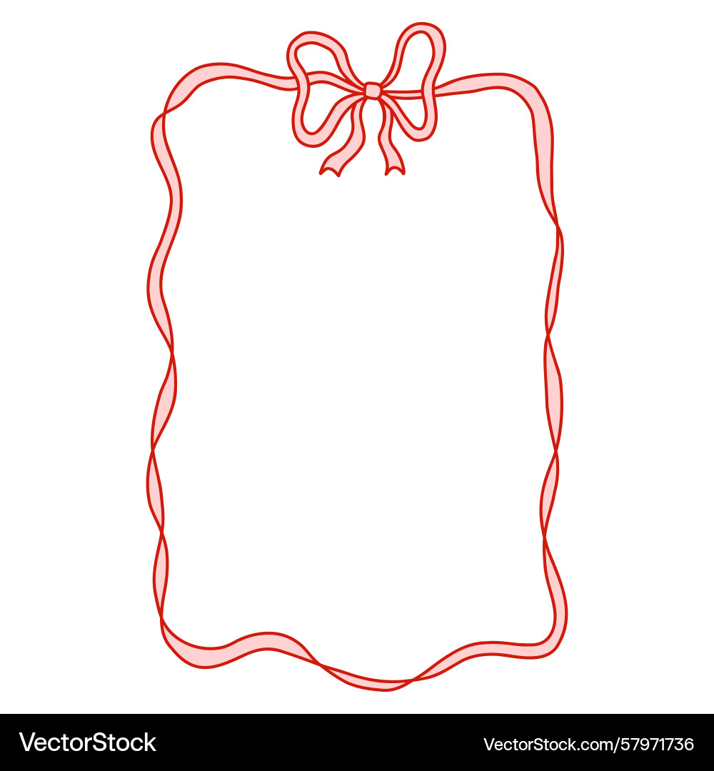 Cute red ribbon frame with bow Royalty Free Vector Image