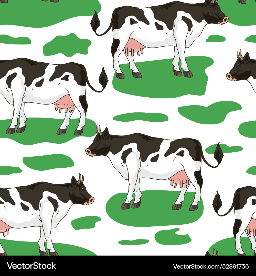 Farm cows seamless pattern colorful Royalty Free Vector