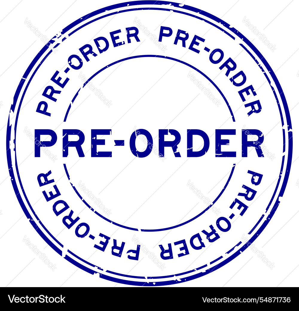 Grunge blue pre order word round rubber seal Vector Image