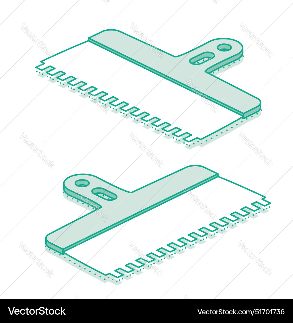 Isometric tiles putty knife outline object Vector Image