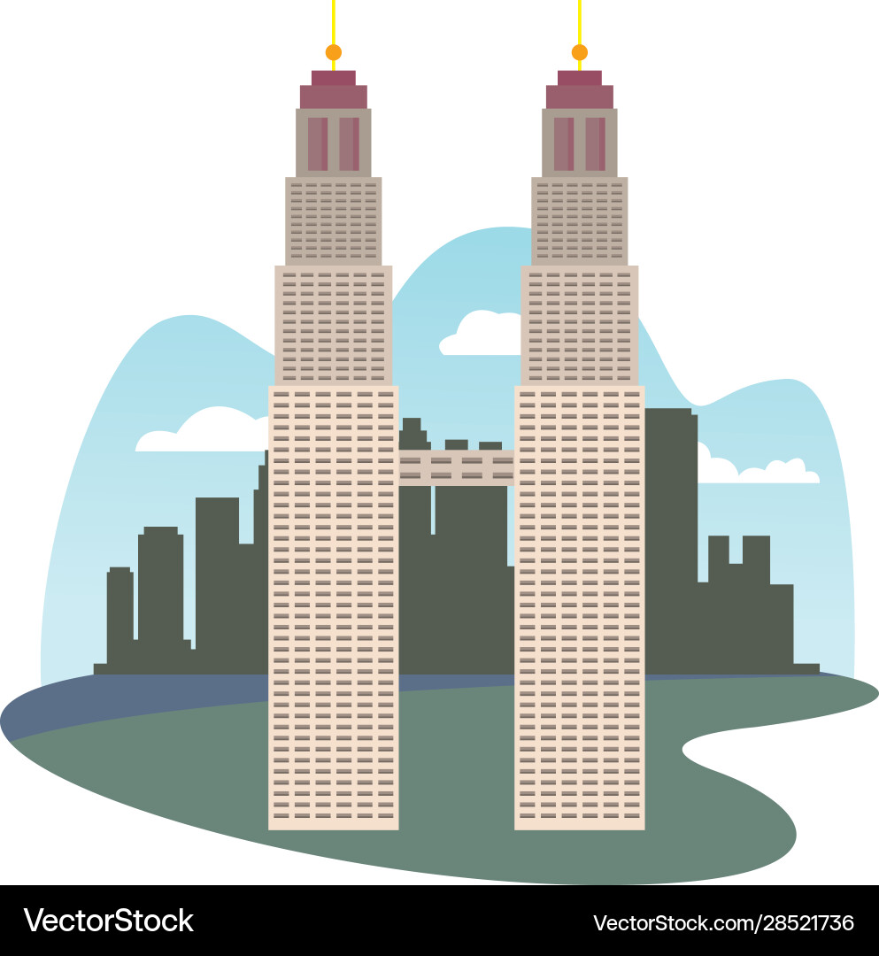 Petronas towers architecture isolated icon Vector Image