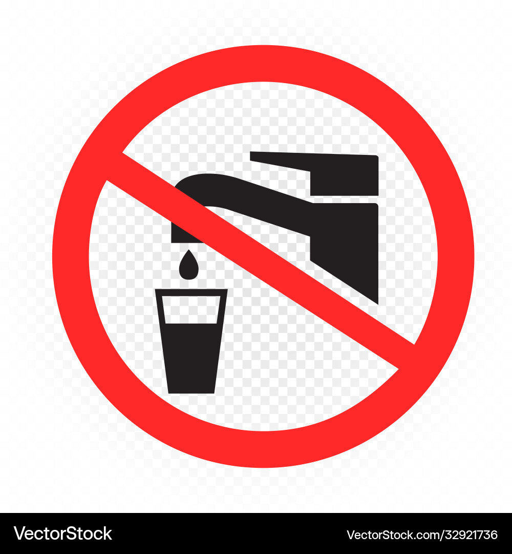 Prohibition sign no use water from tap Royalty Free Vector