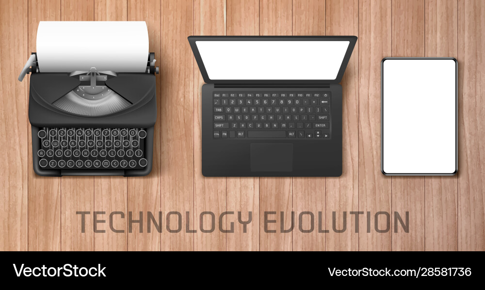Technology progress from feather to laptop Vector Image