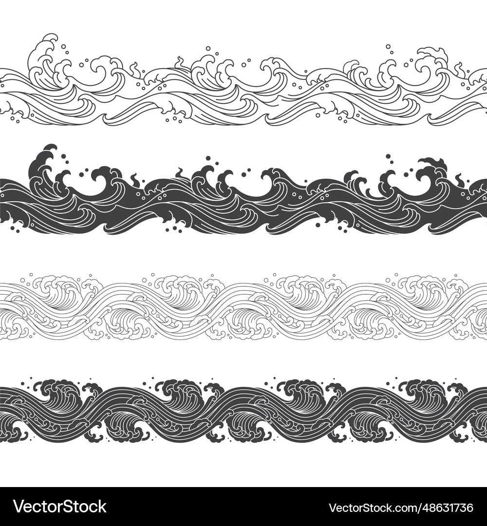 Water wave ripple shape oriental outline Vector Image