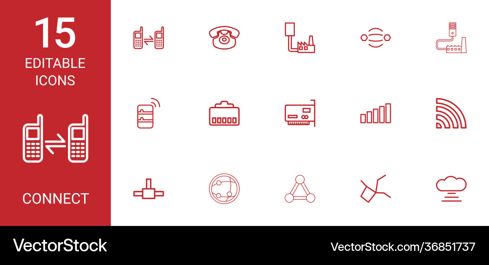 15 Icons verbinden Lizenzfreies Vektorbild - VectorStock