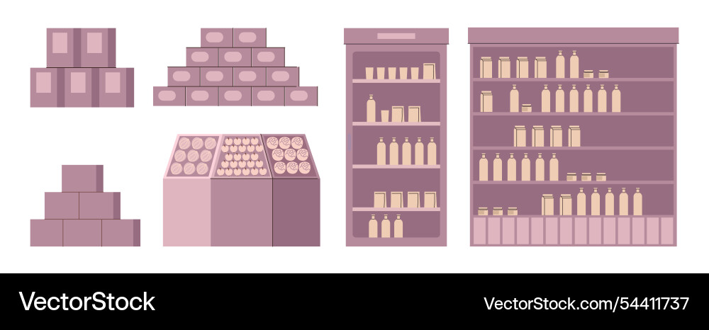 Grocery store display food isles Royalty Free Vector Image