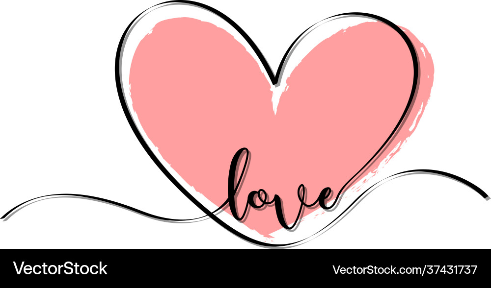 Pink heart hand drawn with love font Royalty Free Vector