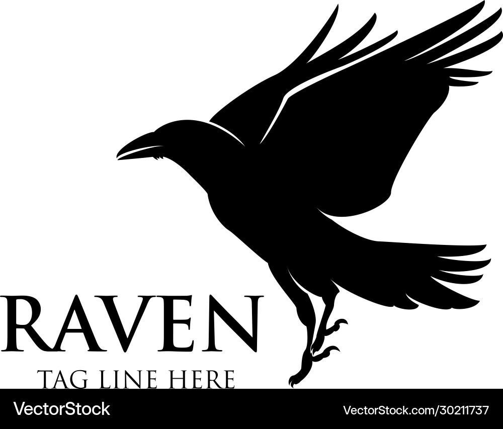 Raven Fly Logo - Dark Silhouette Royalty Free Vector Image