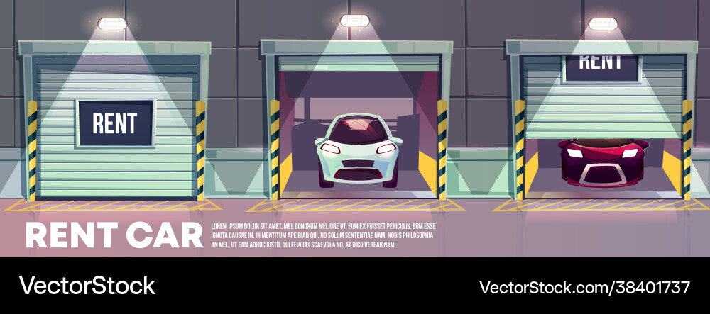 Rental car service cartoon concept Royalty Free Vector Image