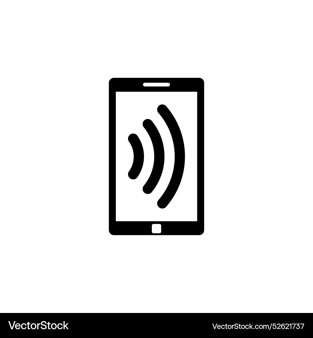 Smartphone icon with signal waves indicating Vector Image