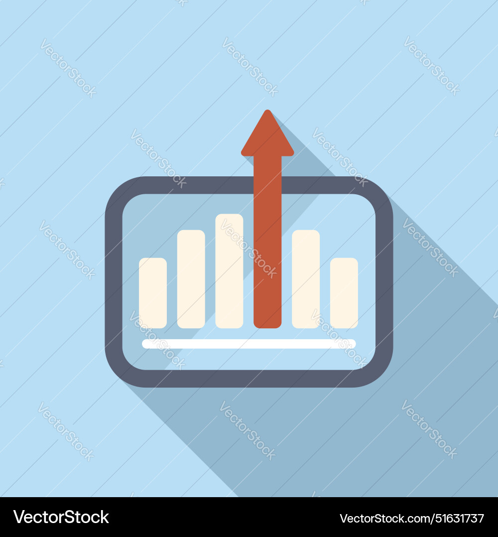 Tablet showing a financial graph with an upward Vector Image
