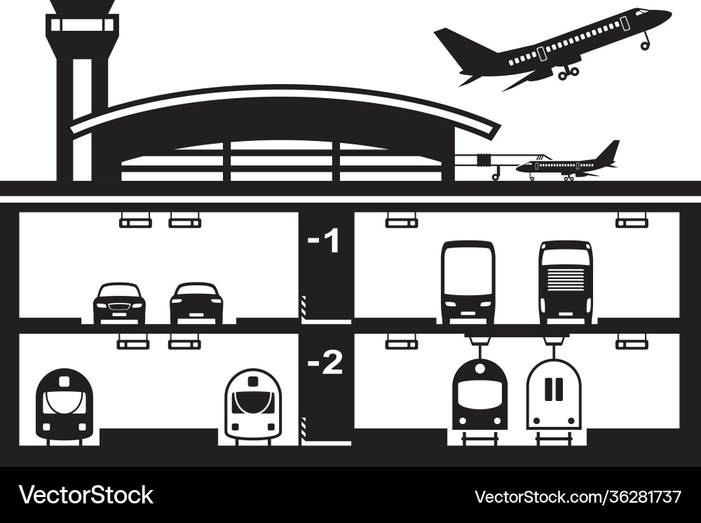 Transportation hub at airport Royalty Free Vector Image