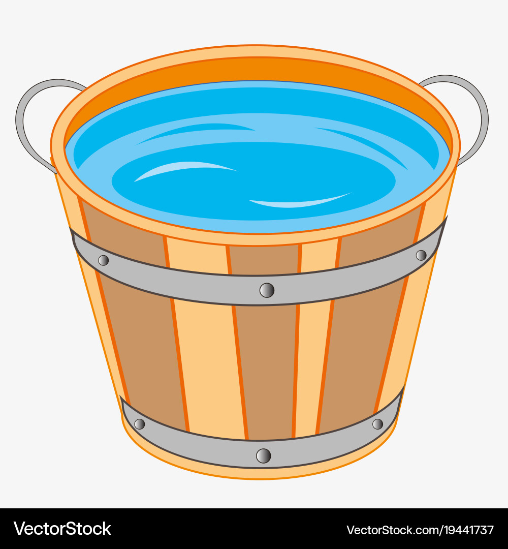 Wooden pail with water Royalty Free Vector Image