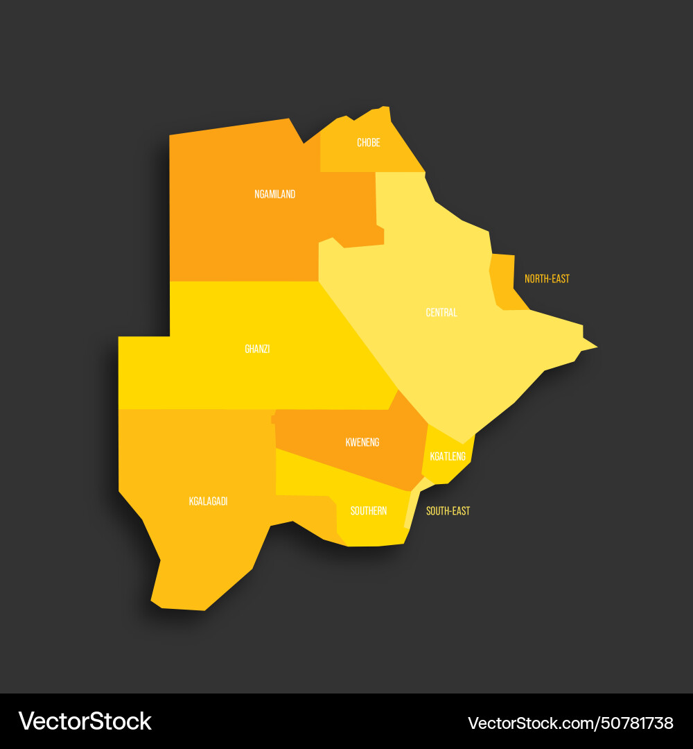 Botswana political map of administrative divisions