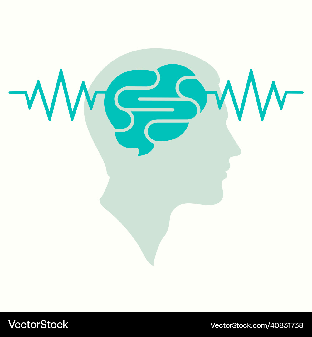 Brain activity waves Royalty Free Vector Image