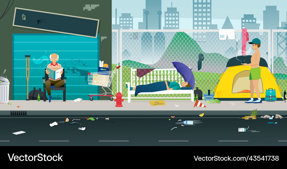 Homeless people Royalty Free Vector Image - VectorStock