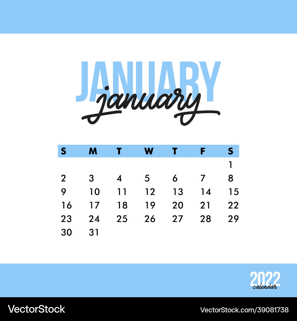 January 2022 Calendar Sticker Royalty Free Vector Image