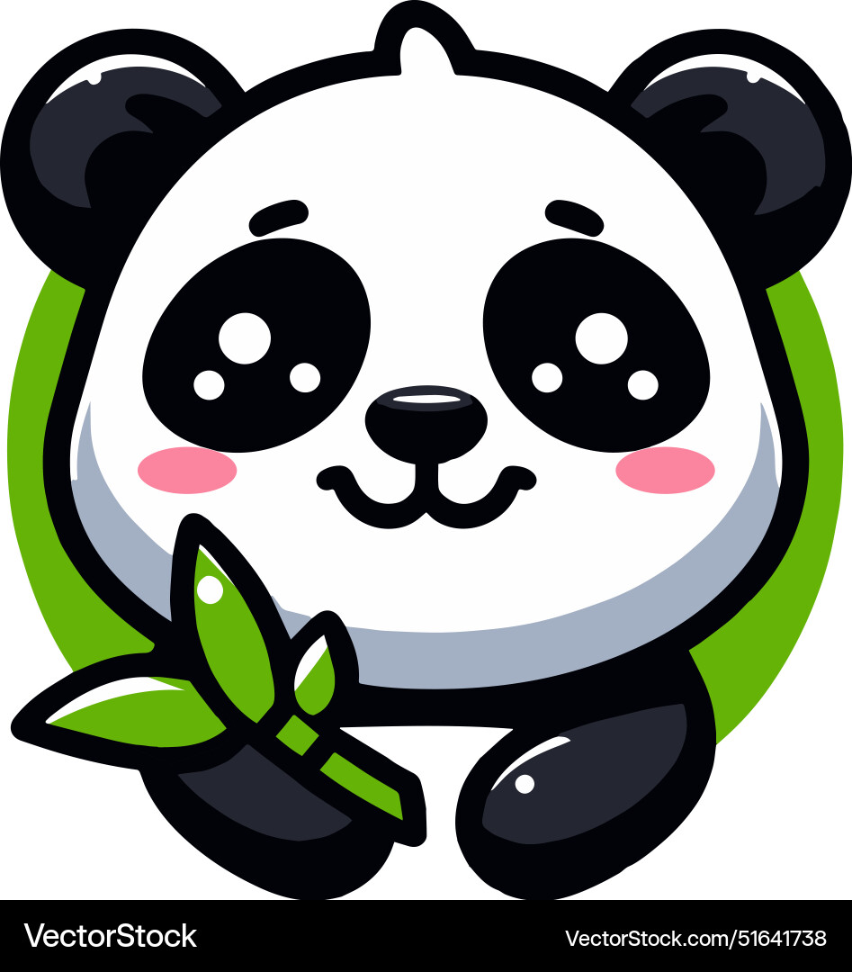 Panda icon holding bamboo leaves Royalty Free Vector Image