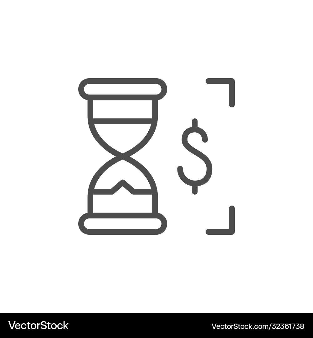 Payout time line outline icon Royalty Free Vector Image