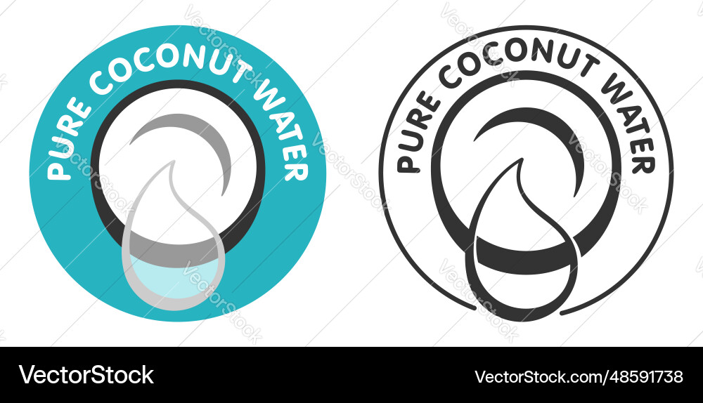 Pure coconut water icon - with transparent drop Vector Image
