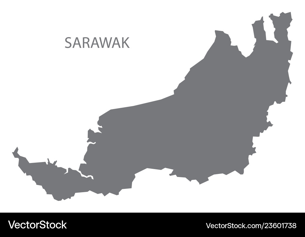 Sarawak malaysia map grey Royalty Free Vector Image
