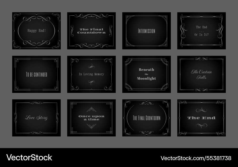 Silent film title card vintage intertitle frame Vector Image