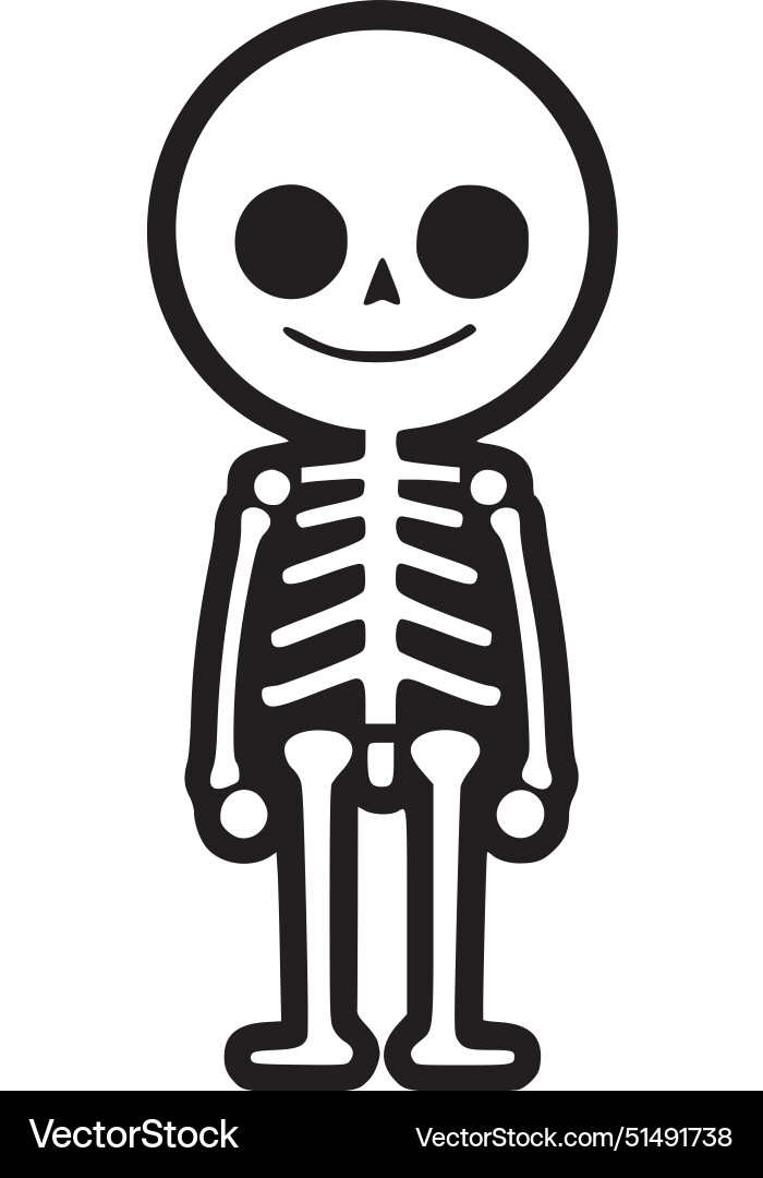 Simple Skeleton Icon - Black & White Vector Image