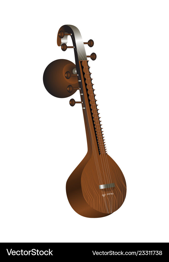 Vector Illustration Traditional Musical Instrument Veena Stock Vector