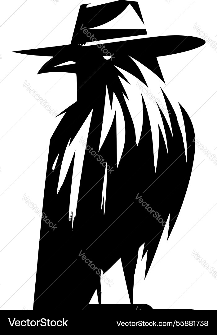 Western raven with hat logo Royalty Free Vector Image