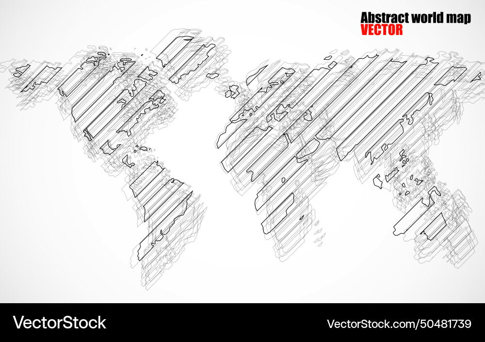 Abstract world map with lines stripes Royalty Free Vector
