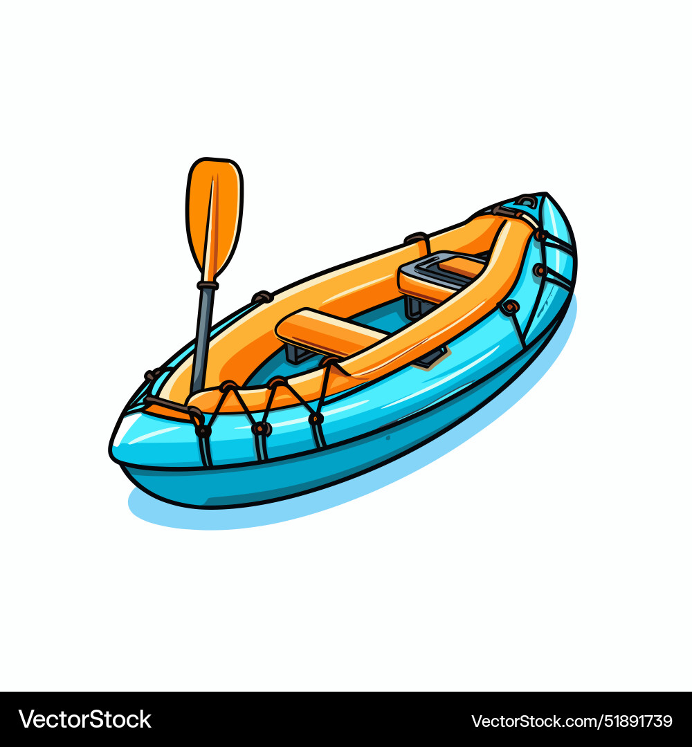 Colorful cartoon kayak with paddle Royalty Free Vector Image
