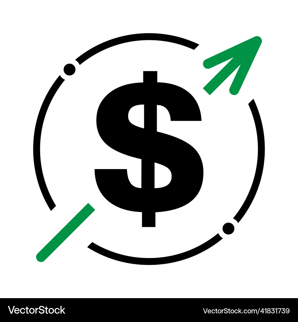 Cost symbol dollar increase icon income Royalty Free Vector