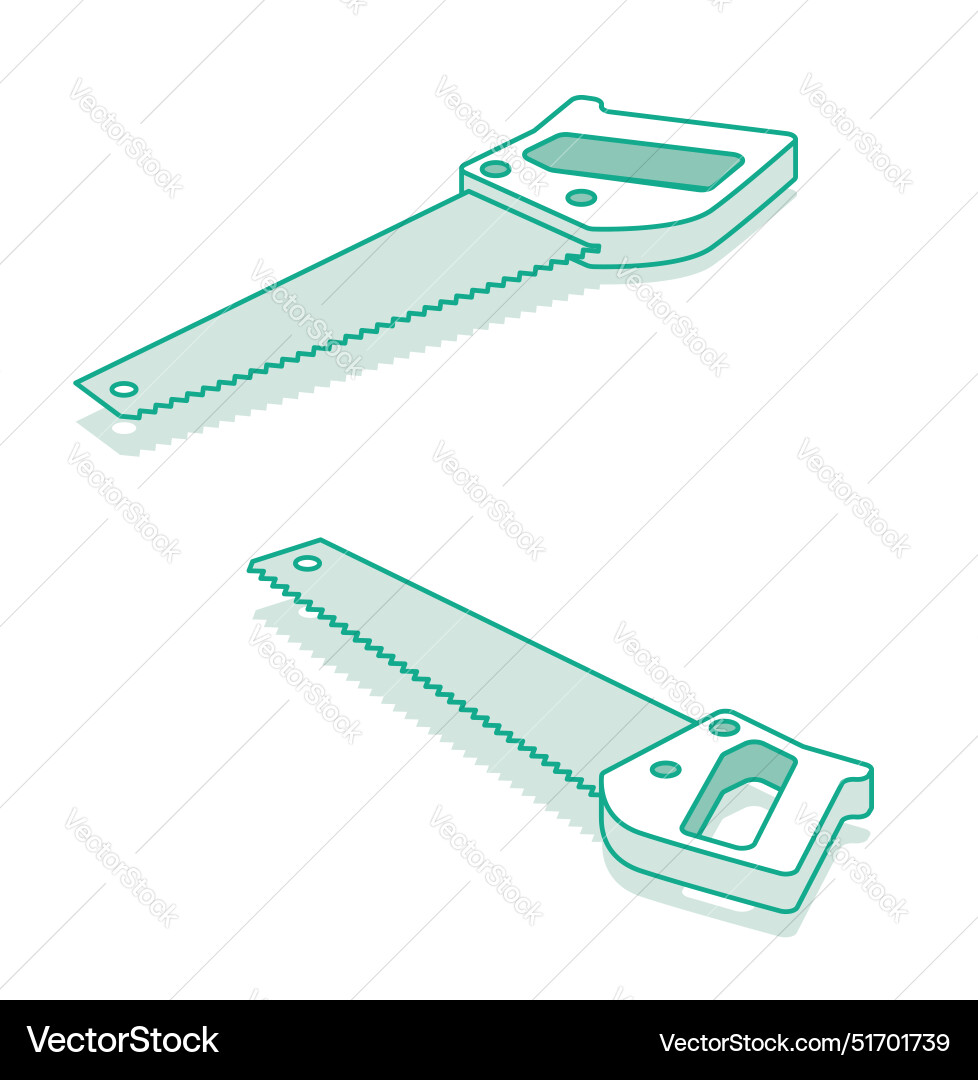 Isometric saw outline 3d object isolated on white Vector Image