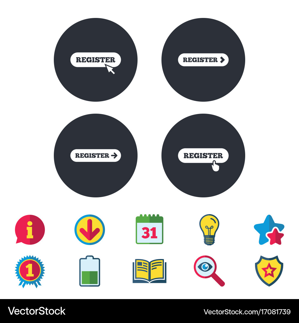 Register with hand pointer icon mouse cursor Vector Image