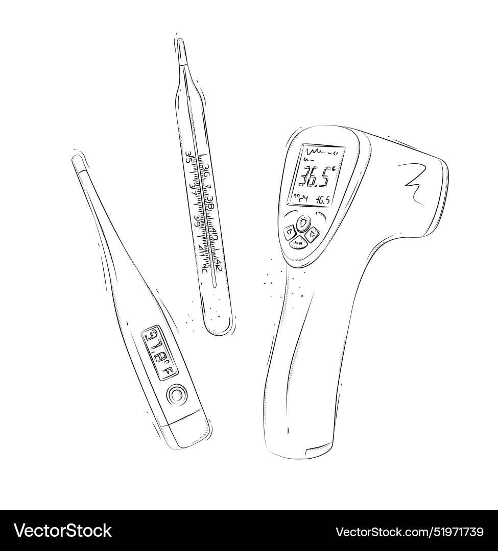 Thermometer different types regular contactless Vector Image