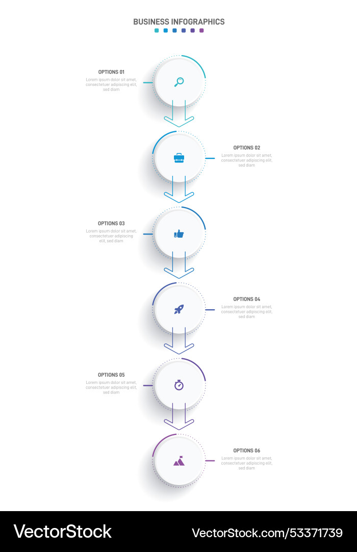 Vertical progress bar featuring 6 arrow-shaped Vector Image