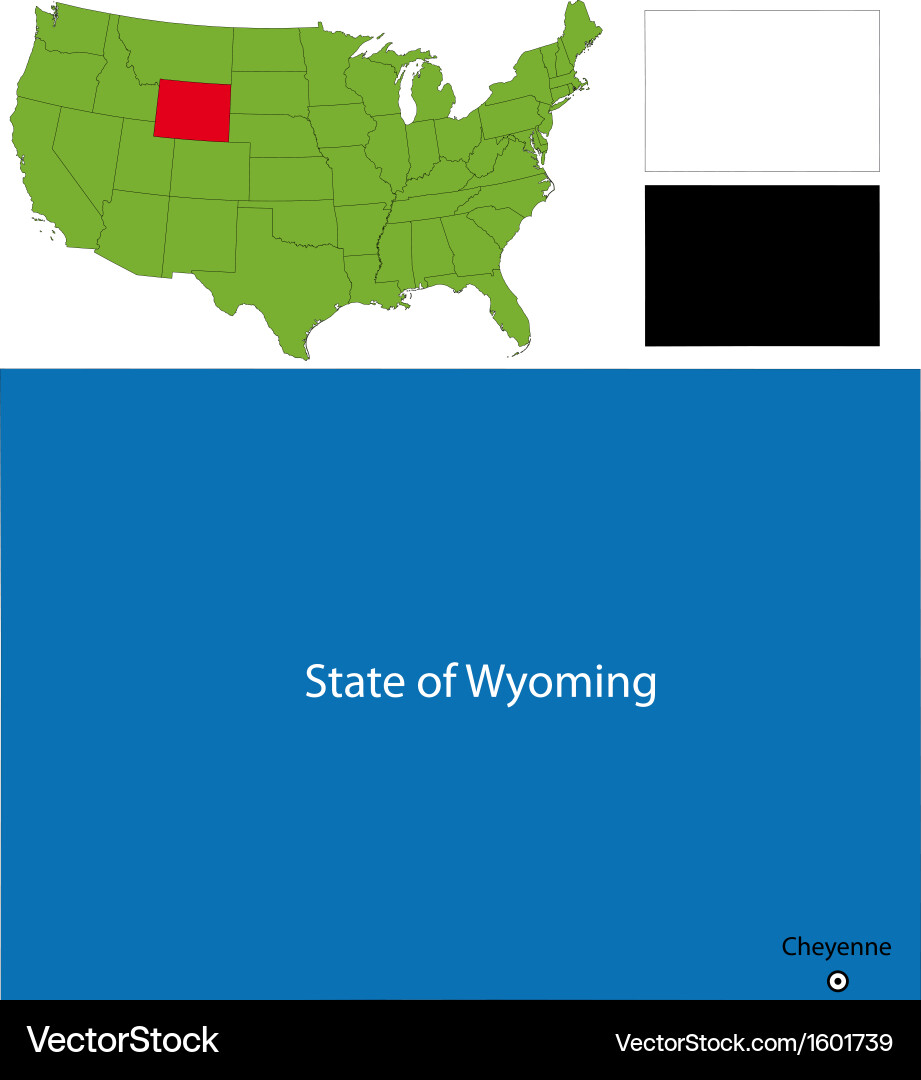 Wyoming map Royalty Free Vector Image - VectorStock