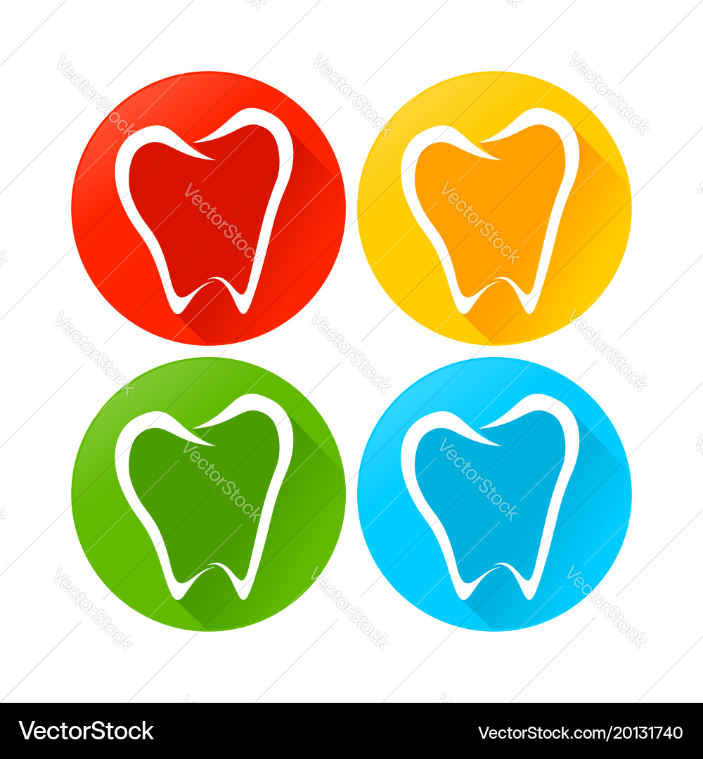 Abstract tooth line art round icons Royalty Free Vector