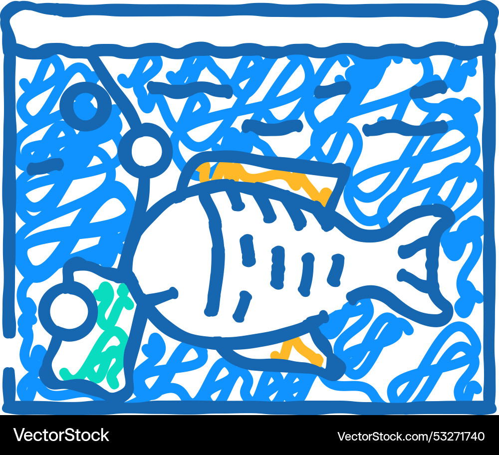 Aquarium with fish icon doodle Royalty Free Vector Image